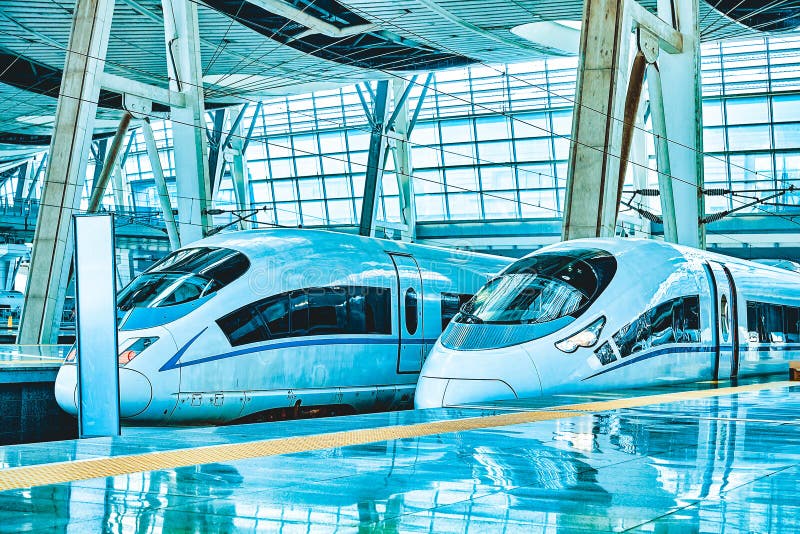 High Speed Train at the Railways Station Stock Image - Image of modern ...