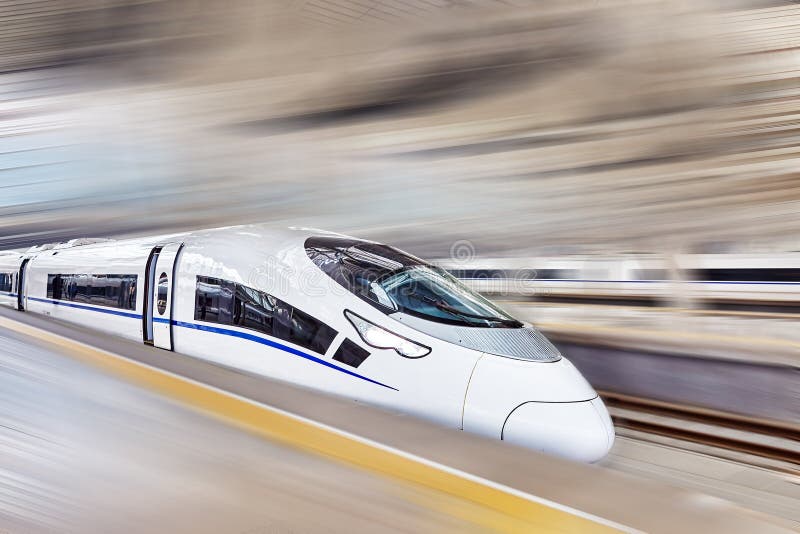 High Speed Train at the Railways Station. Stock Image - Image of driver ...