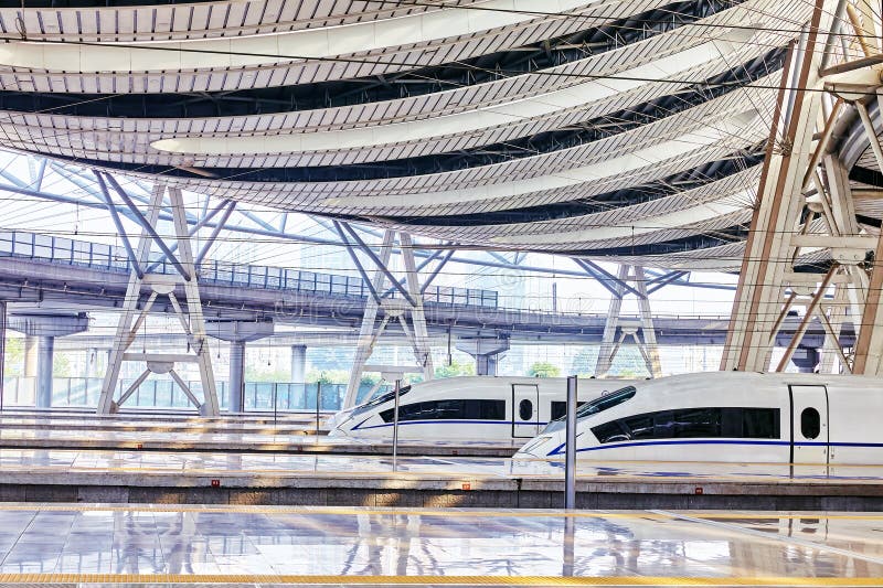 High Speed Train at the Railways Station. Stock Image - Image of ...