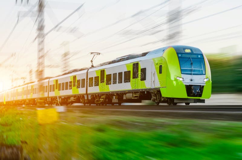 High Speed Train Rides at High Speed at the Railway Station in the City ...