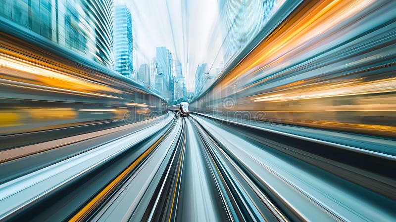 High-speed Train Rushing through City, Motion Blur Effect Stock ...