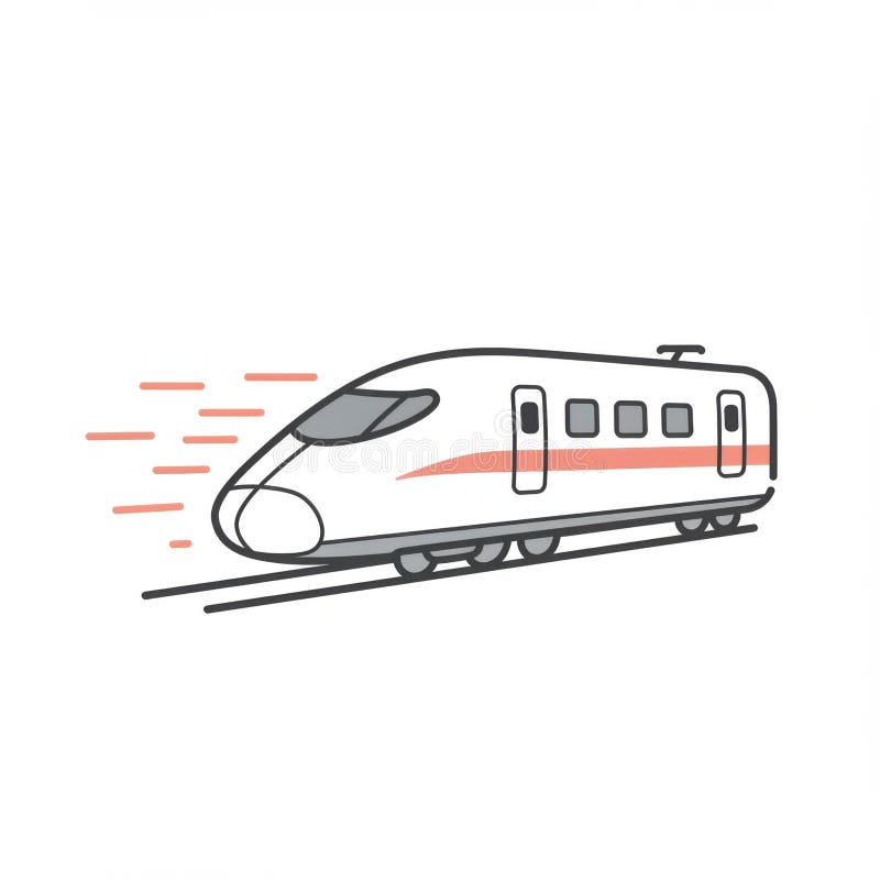 High Speed Train Sketch, Linear Illustration Stock Illustration ...