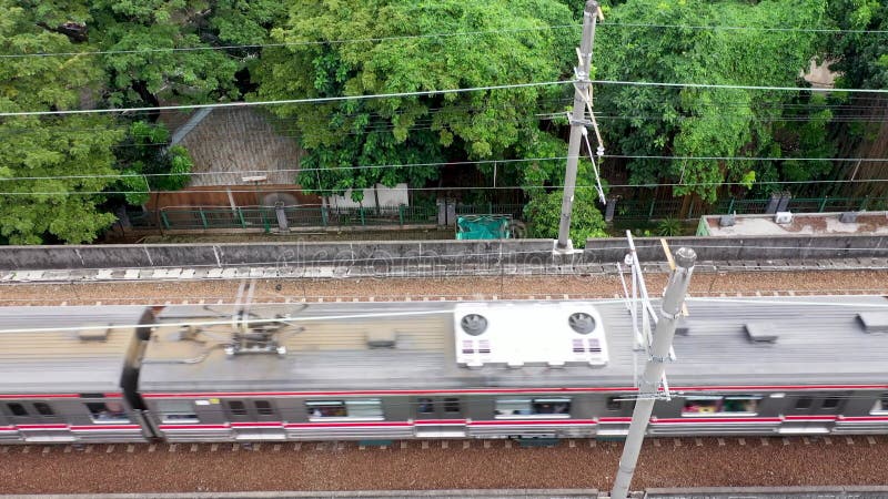 High Speed Train from Sky. Fast Train Passing from Left To Right Stock ...