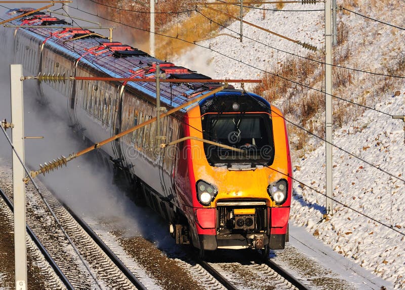 High Speed Train in the Snow Stock Image - Image of electric, euston ...
