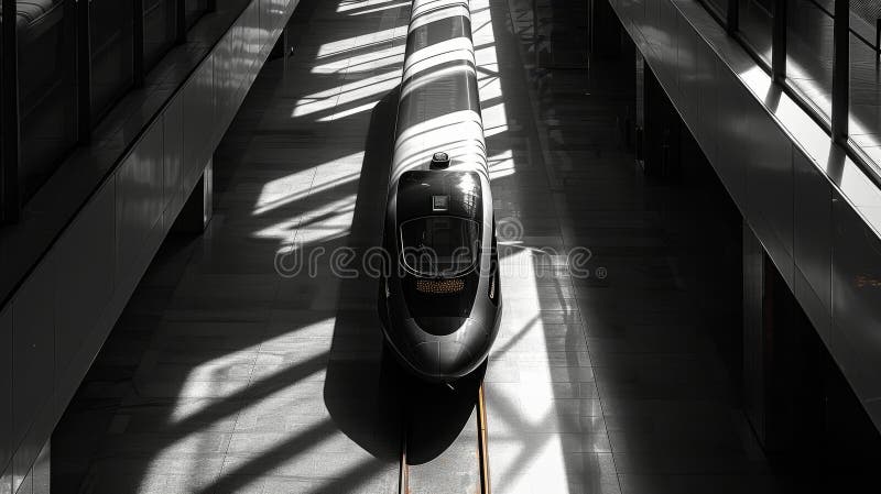 A High-speed Train Stands on the Tracks in a Modern Station, Bathed in ...