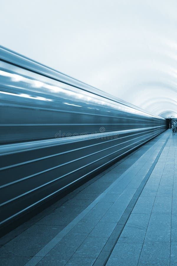 High-speed Train in the Subway Stock Photo - Image of light, person ...