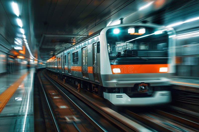 High Speed Train in a Subway Station. Stock Illustration - Illustration ...