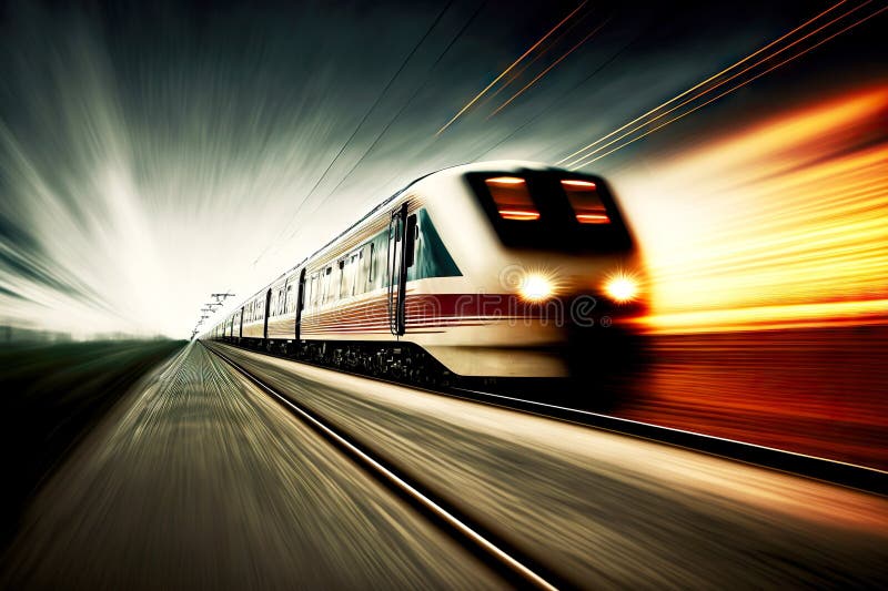 High-speed Train Train Rushing Forward Railway Transport Stock ...