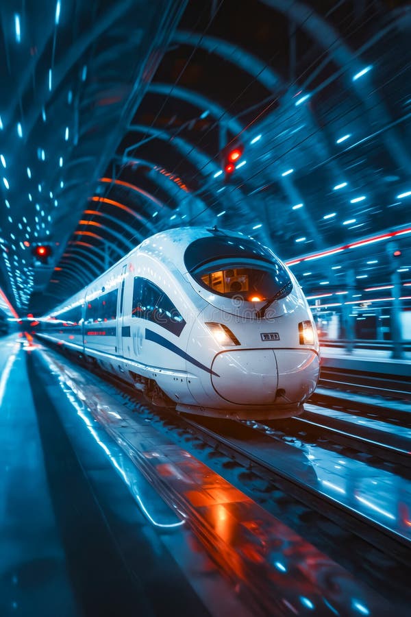 High Speed Train Traveling through Tunnel. Generative AI Stock Image ...