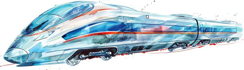High-Speed Train Watercolor Illustration Stock Illustration ...