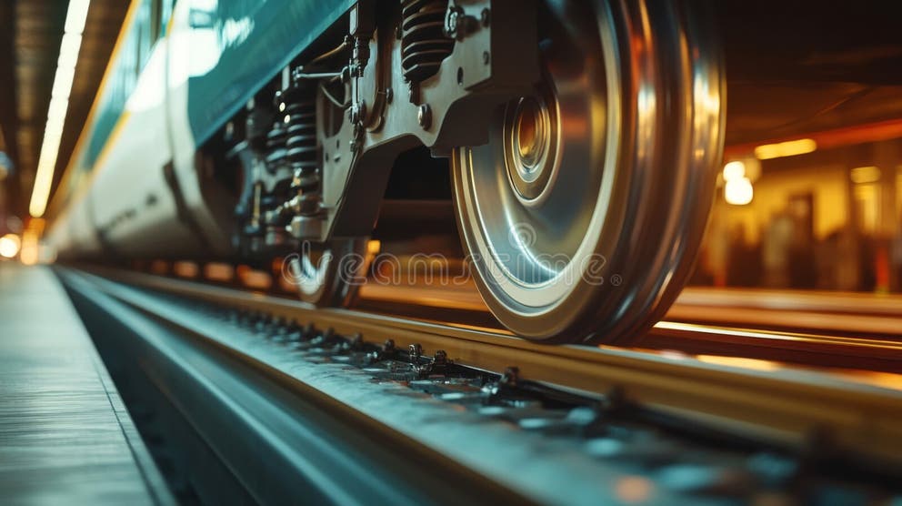 High Speed Train Wheel Rolling on Tracks Stock Illustration ...