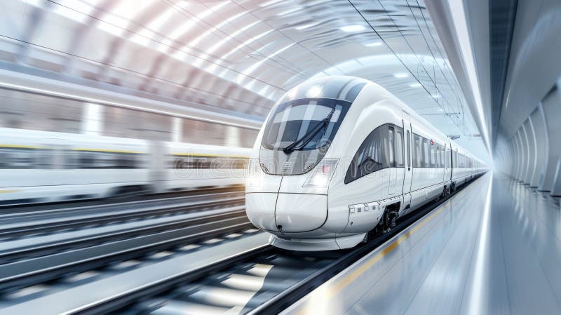 High-speed Trains in a Futuristic Terminal, Showcasing Advanced Rail ...