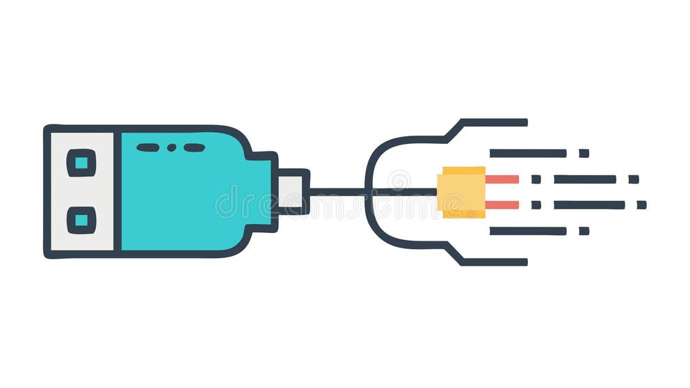 High-Speed USB Data Output, Rapid Digital Transfer, Vector Design ...
