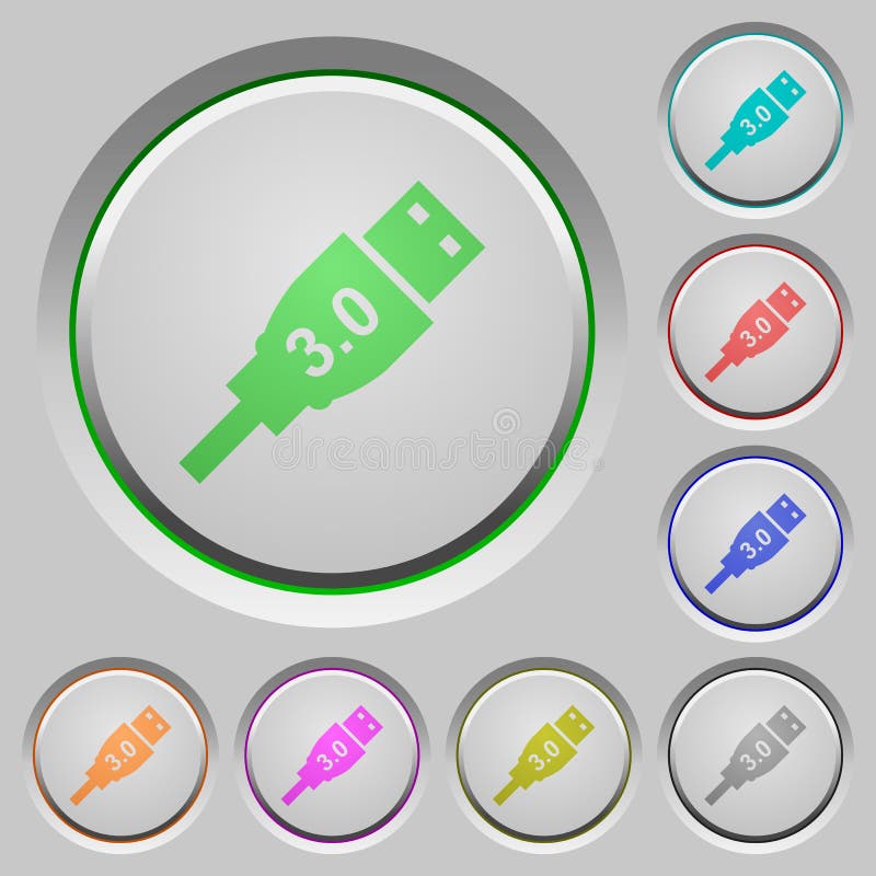 High Speed USB Push Buttons Stock Vector - Illustration of connector ...