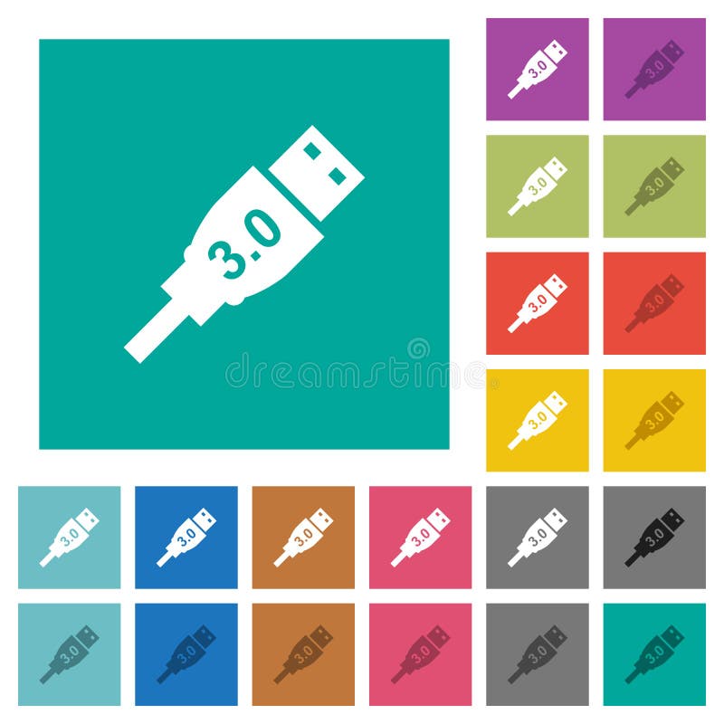 High Speed USB Square Flat Multi Colored Icons Stock Vector ...