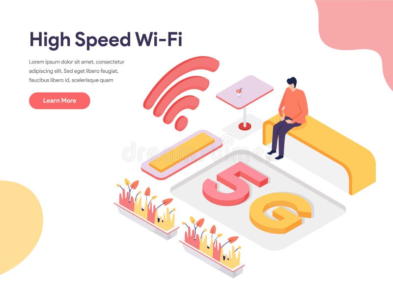 High Speed Wi-fi Illustration Concept. Isometric Design Concept of Web ...