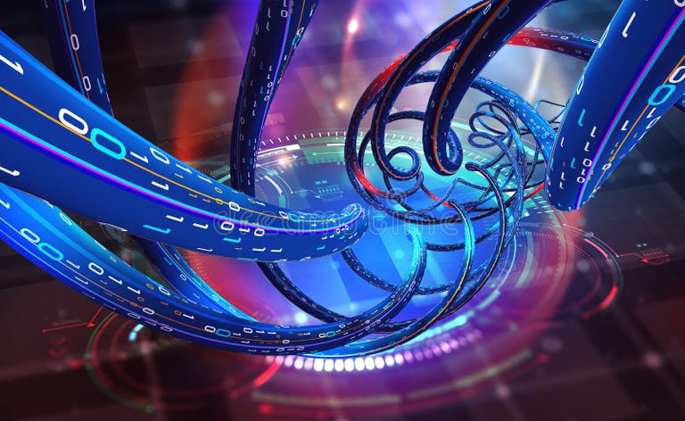 High Speed, Wired Internet Connection. Nanotechnology 3D Illustration ...