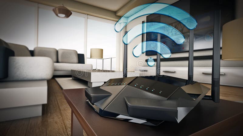 High Speed Wireless Router, Modem or Range Extender Inside a Modern ...