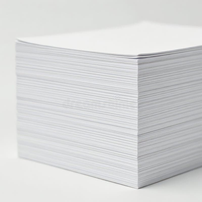 A High Stack of Blank White Papers, Close Up View, Supply, Angle ...