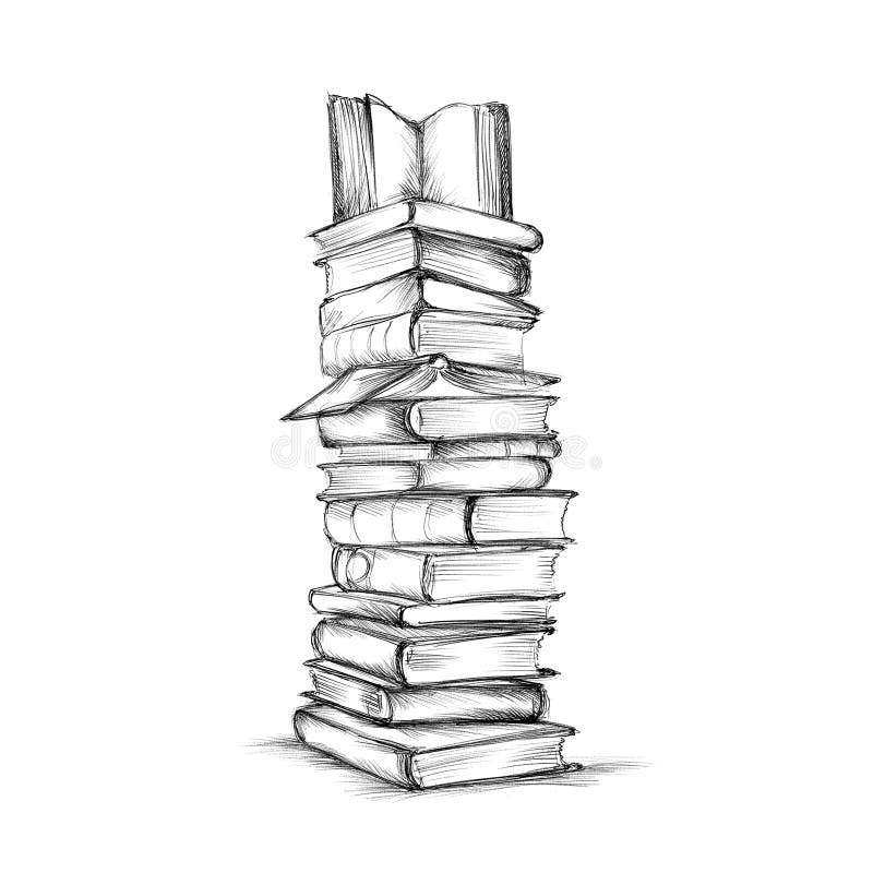 High Stack of Books with Climbing Businessman Hang on it Stock ...