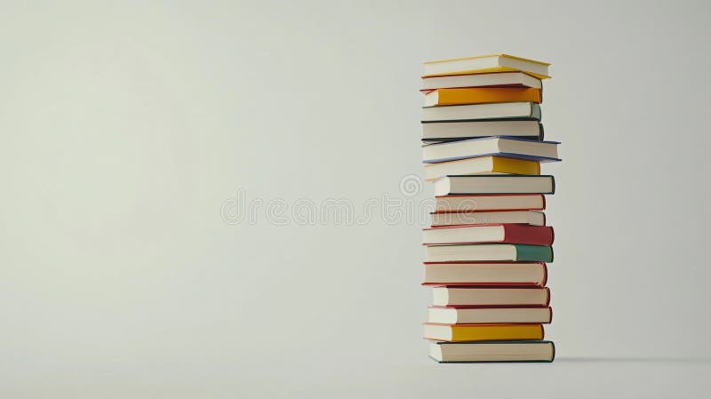 High Stack of Colorful Books Reading Education Knowledge Library Study ...
