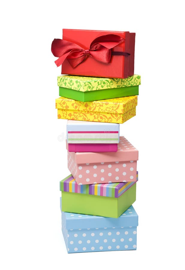 High stack of gift boxes stock photo. Image of cardboard - 6397748