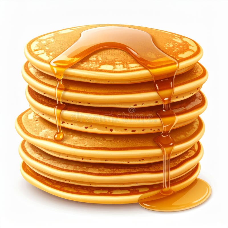 High Stack of Golden Brown Pancakes with Dripping Syrup Stock ...