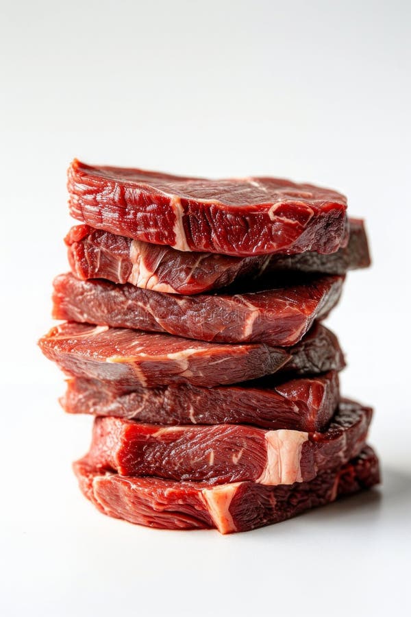 High Stack of Raw Beef Steak, Read Meat, Paleo Diet High Iron Food ...