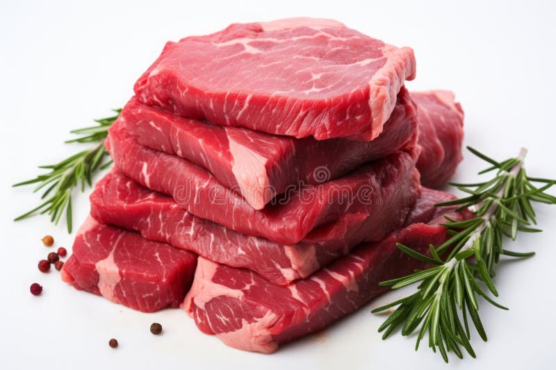 High Stack of Raw Beef Steak, Read Meat, Paleo Diet High Iron Food ...