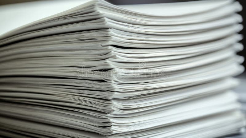 High Stack of White Papers Close Up Stock Illustration - Illustration ...