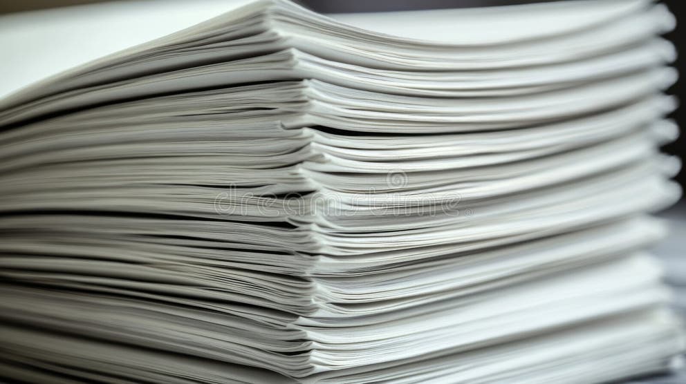 High Stack of White Papers Close Up Stock Illustration - Illustration of rough, sheets: 371513223