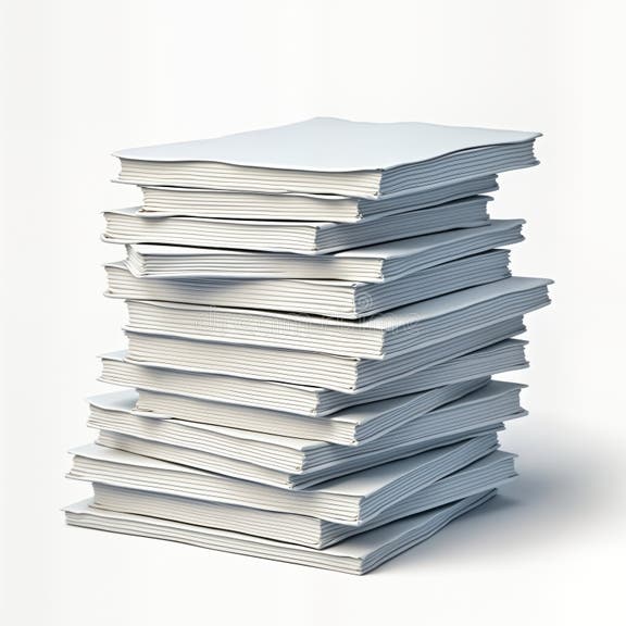 High Stack of White Papers Isolated on Transparent Background. Image Ideal for Business Projects ...