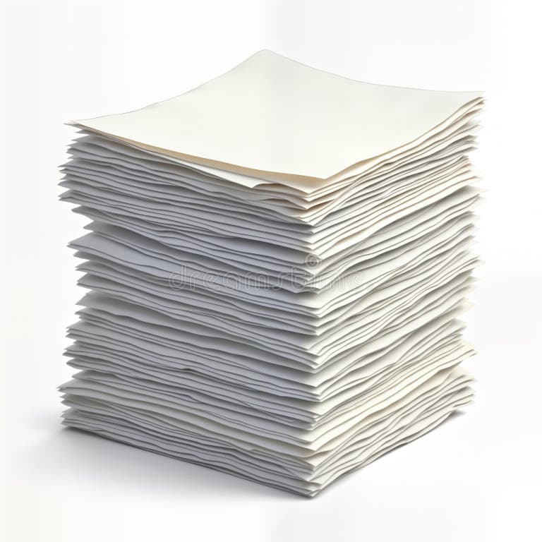 High Stack of White Papers on Transparent Background. Office Supply ...