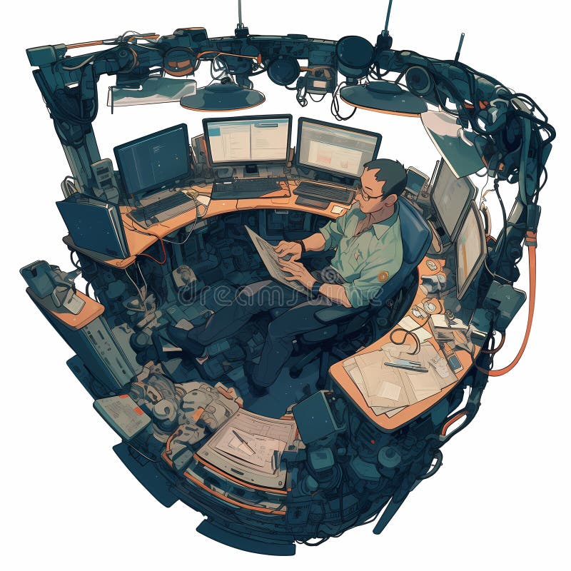 High-Stakes Operation Control Center Stock Illustration - Illustration ...