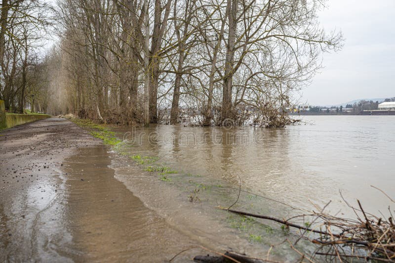 Flooded bicycle path stock image. Image of overflow, photograph - 94986293