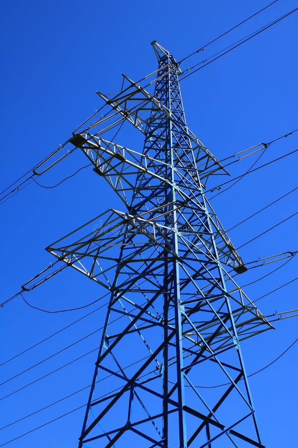 High Steel Mast with Electric Wires Stock Photo - Image of construction ...