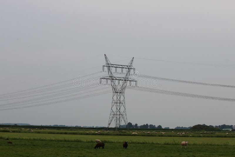 High Steel Pylons for High Voltage Power Transmission Stock Image ...