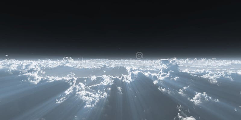 High Stratosphere Above Clouds, 3d Render Illustration Stock Image ...