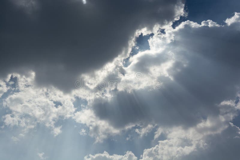 High Sun Rays Energy Come from Sky in Blue Sky Stock Image - Image of ...