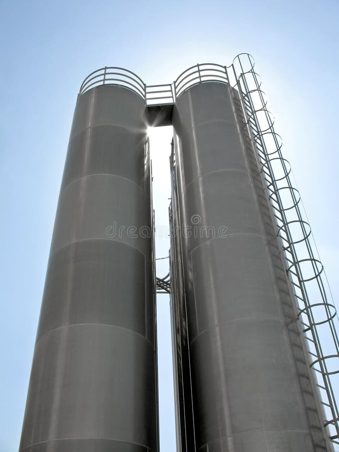 High Tanks of Silvery Color Stock Image - Image of power, refinery ...