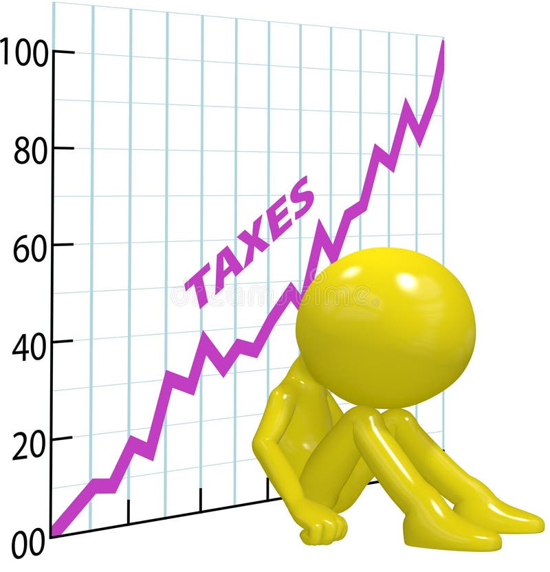High Tax Increase Chart Ruin 3D Taxpayer Stock Illustration ...