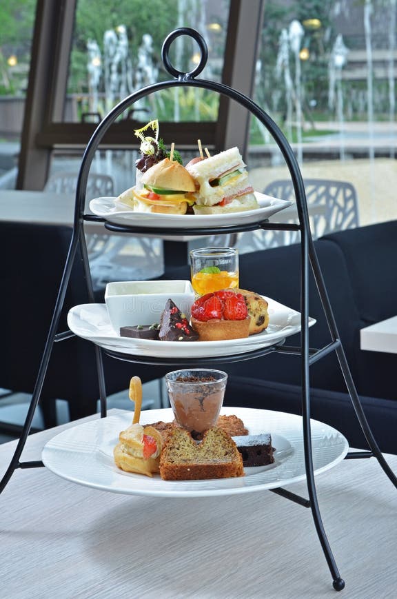 High tea set with dessert stock image. Image of food - 108352807