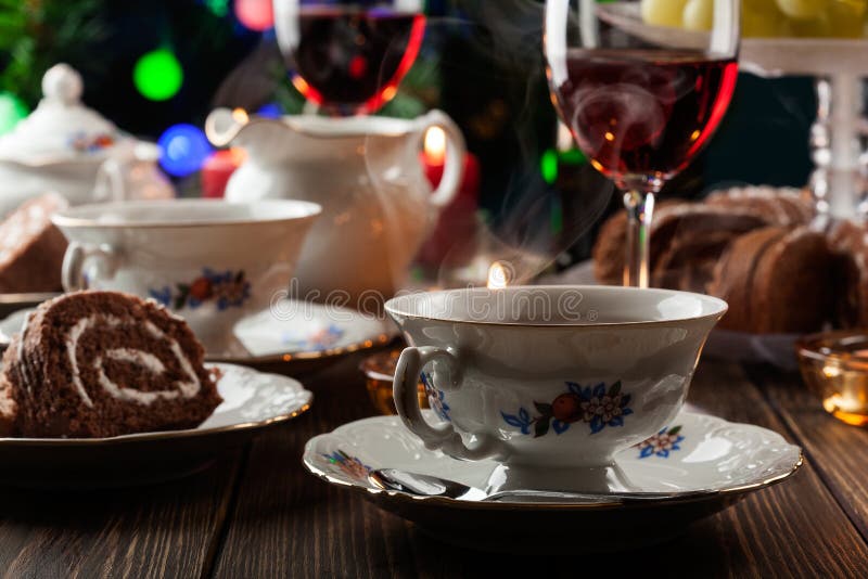 High tea set with dessert stock image. Image of teapot - 68146085
