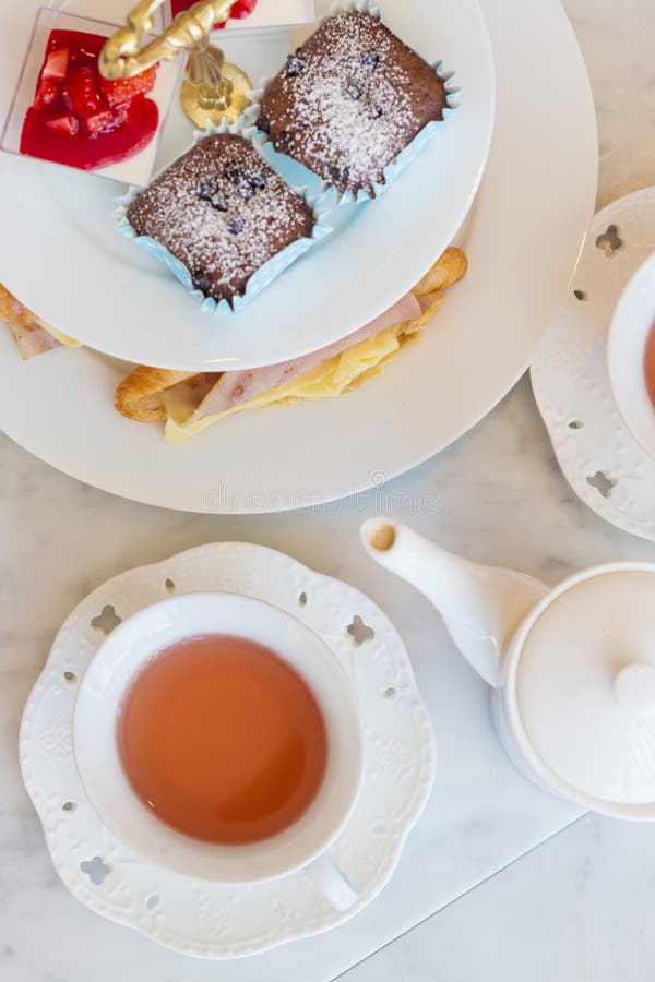High tea sets stock photo. Image of pastries, bakery - 96561316