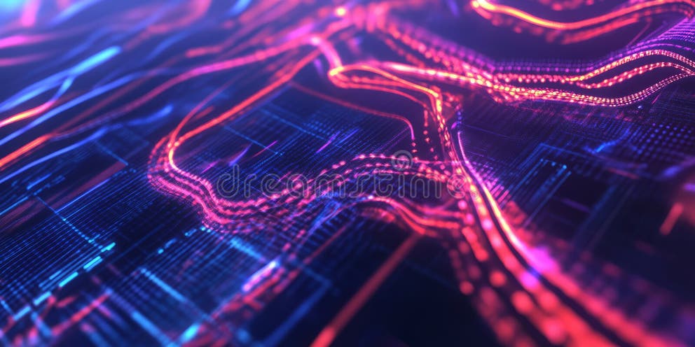 A High-tech Abstract Background with Electric Neon Currents Dynamically ...