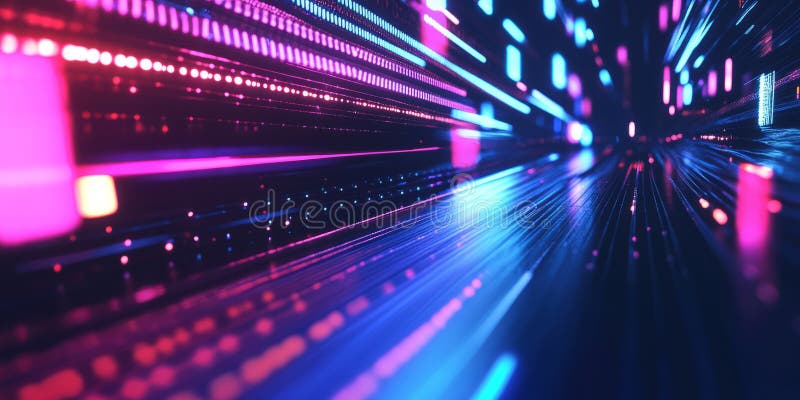 A High-tech Abstract Background Featuring Layered, Refractive Neon ...