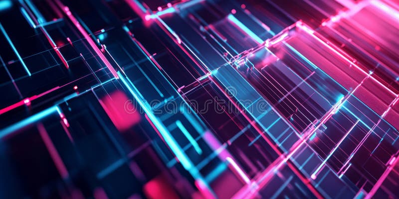 A High-tech Abstract Background Featuring Layered, Refractive Neon ...