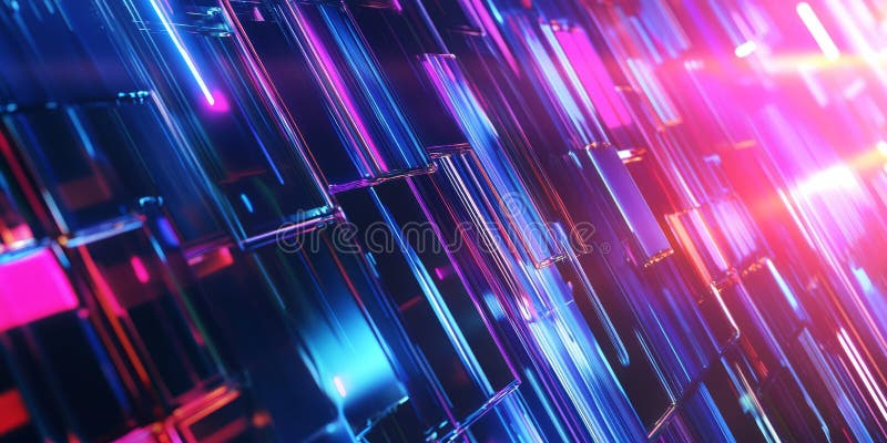 A High-tech Abstract Background Featuring Layered, Refractive Neon ...