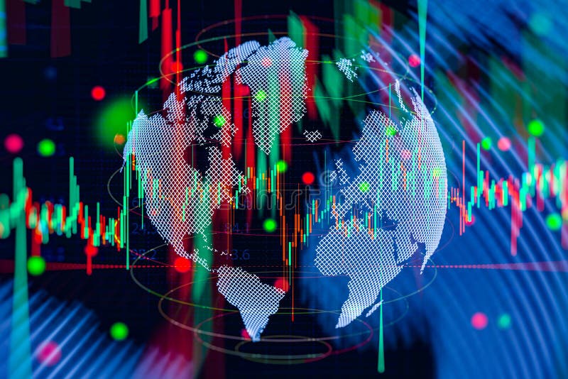 High-tech Abstract Background Global Financial Market Interface with World Map and Digital ...