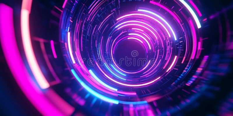 A High-tech Abstract Background with Glowing Concentric Neon Rings ...